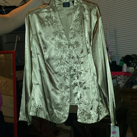 Laura Scott | Tops | Gold Silky Button Up Top | Poshmark