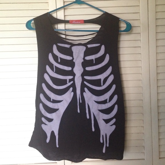 Tops | Skeleton Rib Cage Ripped Muscle Tank | Poshmark