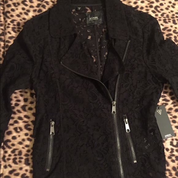 Guess | Jackets & Coats | Black Lace Blazer Jacket Guess Brand Size ...
