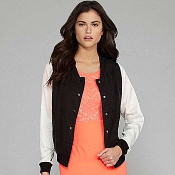 Gianni Bini | Jackets & Coats | Gianni Bini Ruthie Black White Baseball ...