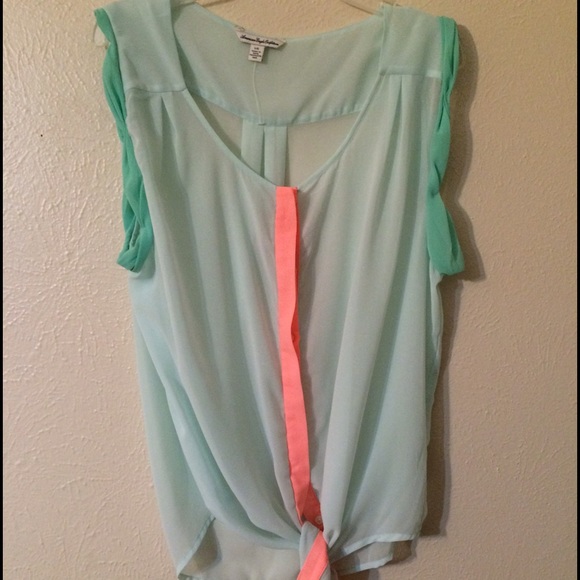 American Eagle Outfitters | Tops | Tiffany Blue Sheer Top | Poshmark
