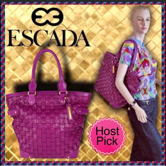 Escada | Bags | 5xhpescada Woven Leather Tote Xtra Information | Poshmark