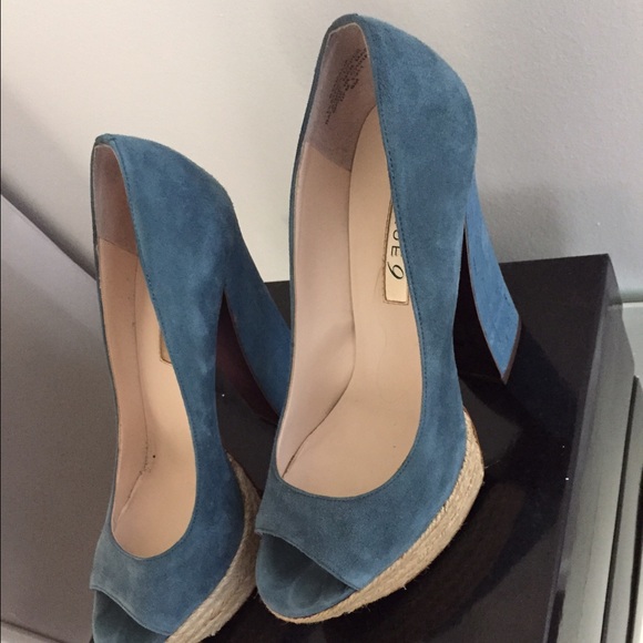 Boutique 9 | Shoes | Blue Suede Open Toe Heels | Poshmark