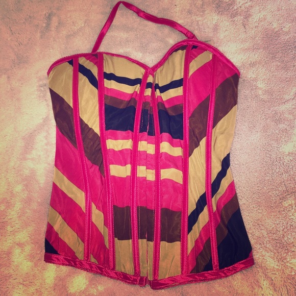 Forever 21 | Tops | Barbie Pink Blue Brown Corset Bustier Top Bralette ...
