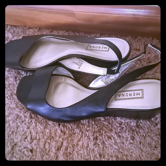 Merona | Shoes | Black Wedge Sandal | Poshmark
