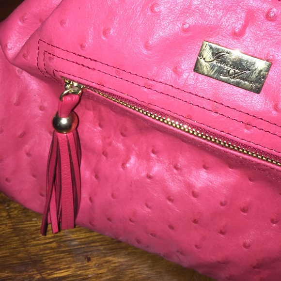 Isabella Adams | Bags | Ostrich Skin Red Leather Bag | Poshmark