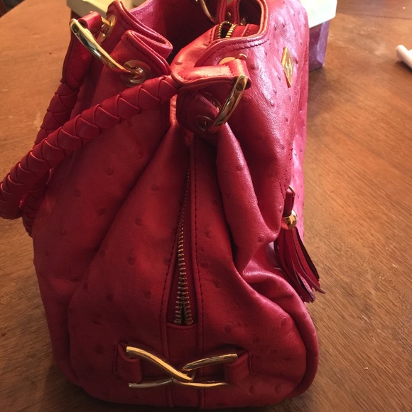 Isabella Adams | Bags | Ostrich Skin Red Leather Bag | Poshmark
