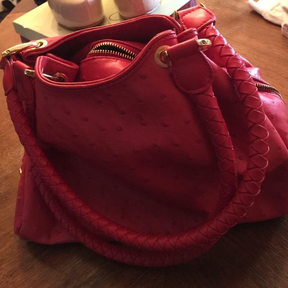 Isabella Adams | Bags | Ostrich Skin Red Leather Bag | Poshmark