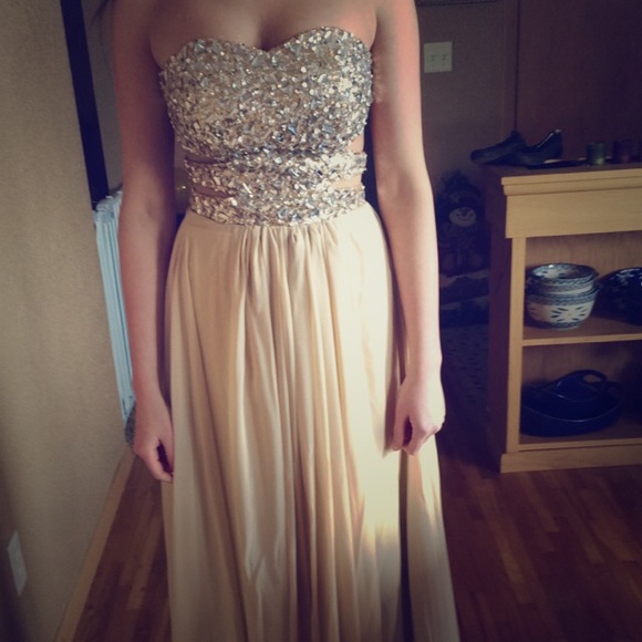 Dresses | Floor Length Champaign Colored Dress | Poshmark