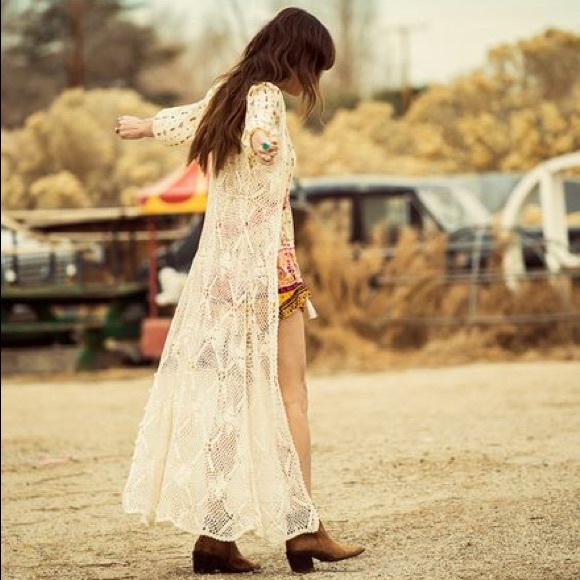 Spell Designs | Sweaters | Hot Spell Designs Boho Crochet Maxi Vest ...