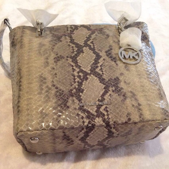 Michael Kors | Bags | Michael Kors Brooke Medium Python Embossed Tote ...