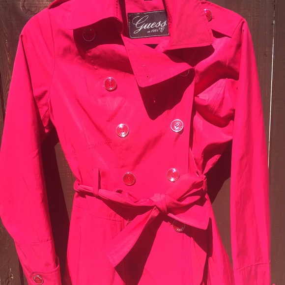 Guess | Jackets & Coats | Guess Hot Pink Trench Coat | Poshmark