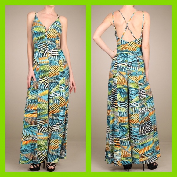 Pants & Jumpsuits | Colorful Print Jumpsuit | Poshmark