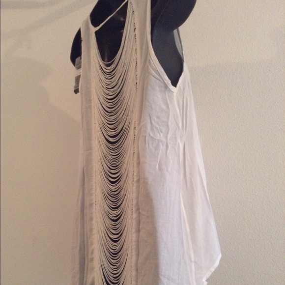 Tops | White Tank Style Shredded Top | Poshmark