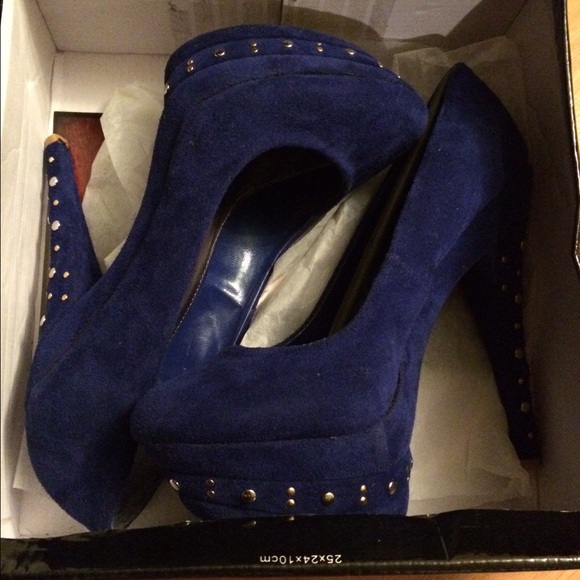 Shoes | Royal Blue Suede Heels | Poshmark