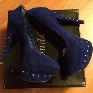 Shoes | Royal Blue Suede Heels | Poshmark
