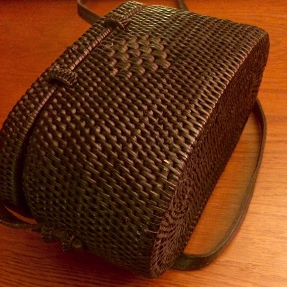 Bags | Black Wicker Crossbody Bag | Poshmark