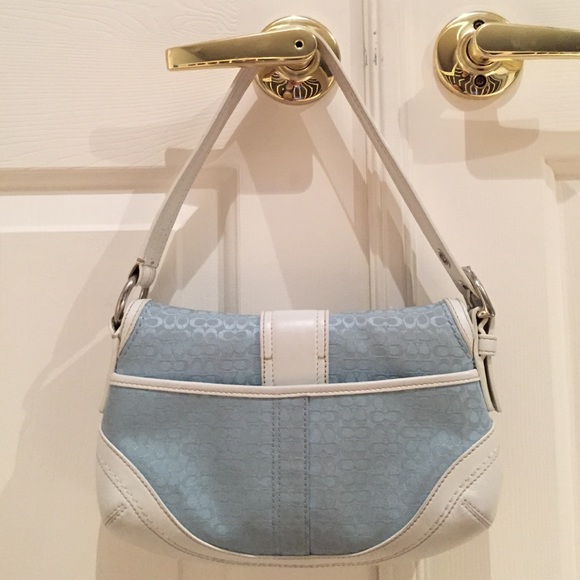 Coach | Bags | White Leather Light Blue Coach Purse Like New | Poshmark
