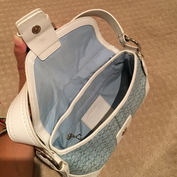 Coach | Bags | White Leather Light Blue Coach Purse Like New | Poshmark