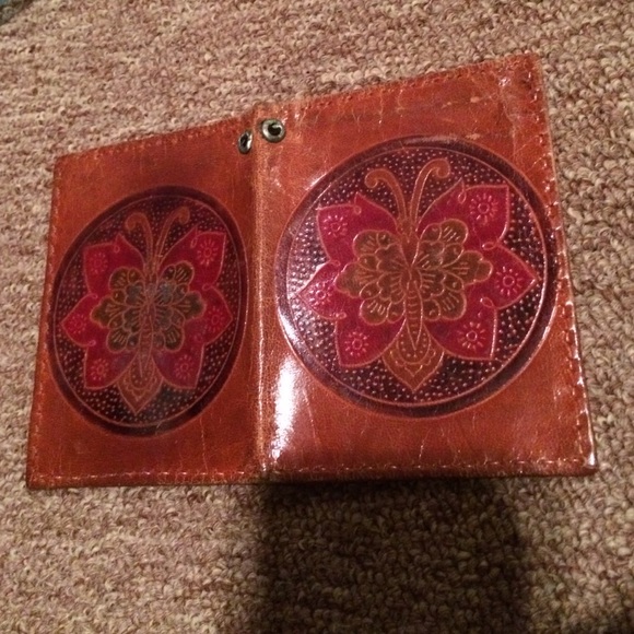 Vintage | Bags | Vintage Tooled Leather Butterfly Billfold | Poshmark