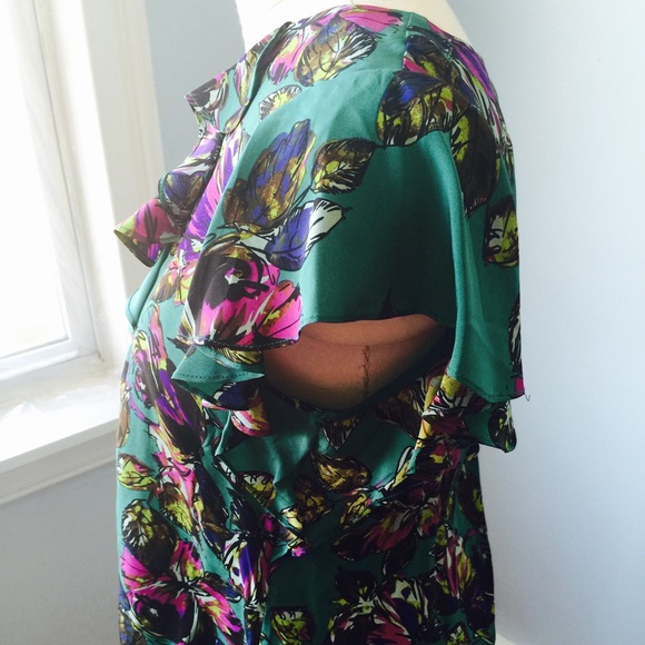 Postella | Tops | Postella 0 Silk Button Back Ruffled Top | Poshmark