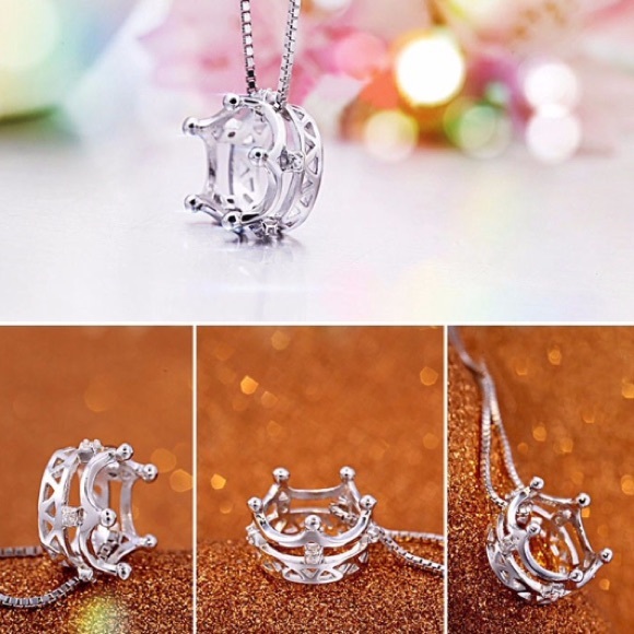Jewelry | 925k Sterling Silver Cz Crown Pendant | Poshmark