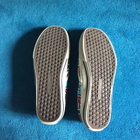 Shoes | Funky Pink And Blue Vansstyle Slip On Shoes | Poshmark