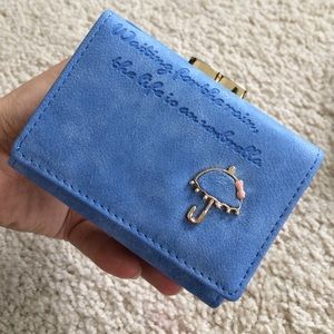 Bags | Blue Cute Pu Leather Wallet | Poshmark