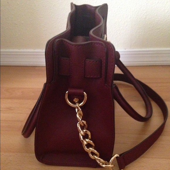 Michael Kors | Bags | Michael Kors Maroon Purse W Gold Lock And Chains ...