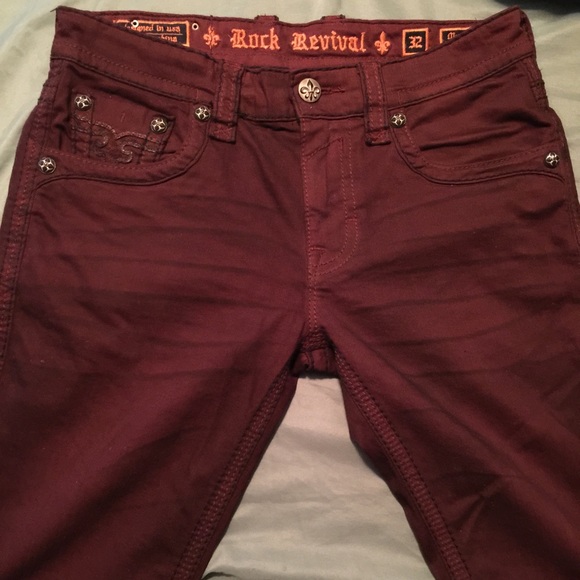 Rock Revival | Jeans | Burgundy Rock Revival Jeans | Poshmark