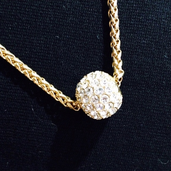 Joan Rivers | Jewelry | Gold Necklace With Movable Crystal Ball | Poshmark