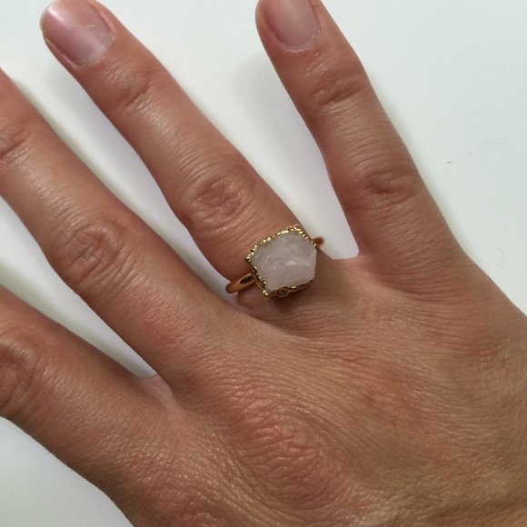 Jewelry | Raw Rose Quartz Stone And Gold Plated Ring | Poshmark
