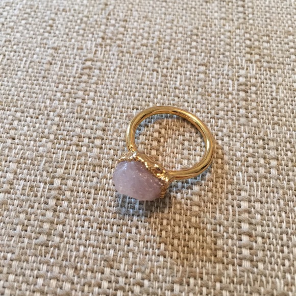 Jewelry | Raw Rose Quartz Stone And Gold Plated Ring | Poshmark
