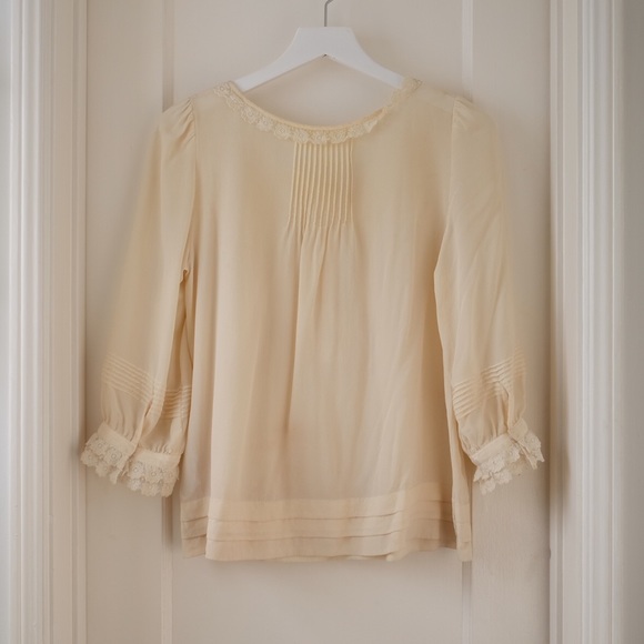 Amore Amare | Tops | Lacey Silk Blouse With Pintuck Detail | Poshmark