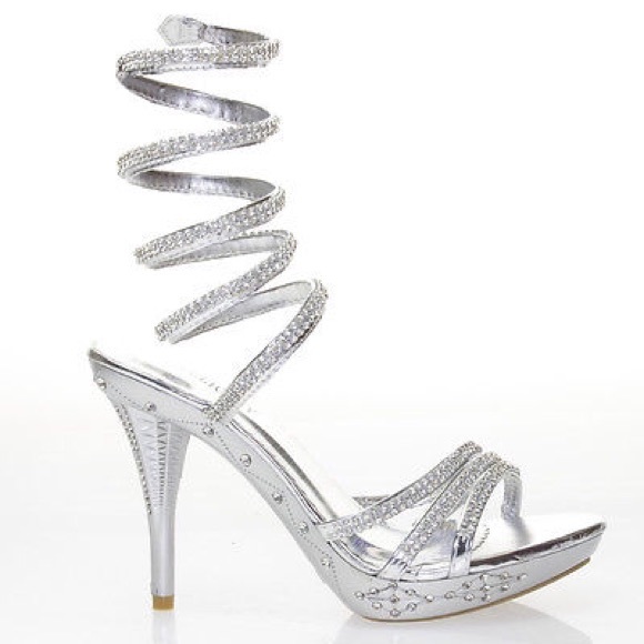 Shoes | Nib Silver Wrap Leg Bridal Wedding Shoe High Heel | Poshmark