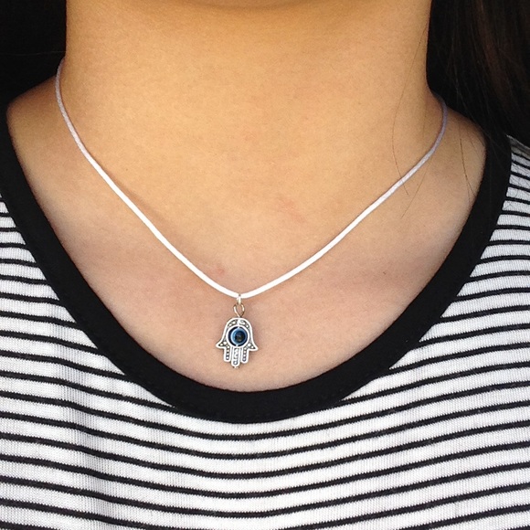 Jewelry | White Blue Eye Hamsa Hand Choker | Poshmark