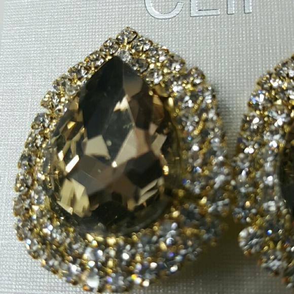 Sophia collection | Jewelry | Champagne Color Stone Clip Earrings ...