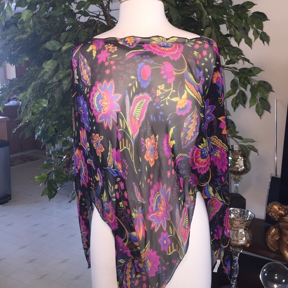 Free People | Tops | Sheer Silk Poncho | Poshmark