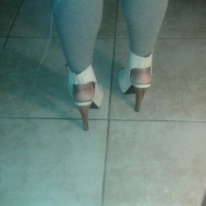 Shoes | Beige Open Toe Ankle Heels | Poshmark