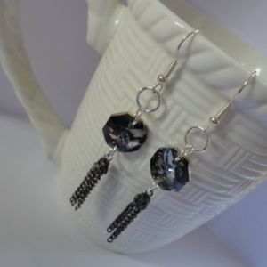 Jewelry | Gunmetal Gray Metallic Rhinestone Fringe Earrings | Poshmark