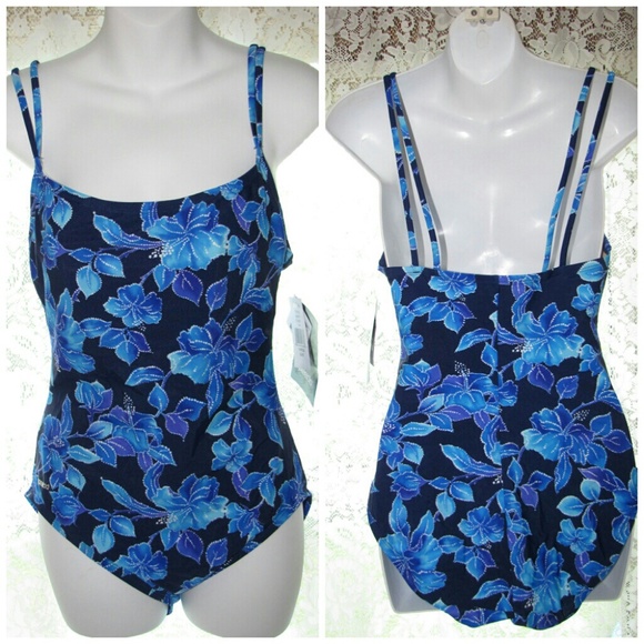 Speedo | Swim | Nwt Speedo Blue Floral One Piece Swimsuit 4 | Poshmark