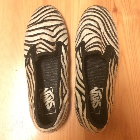 Vans | Shoes | Rare Vans Zebra Faux Calf Hair Animal Slip On Shoe ...