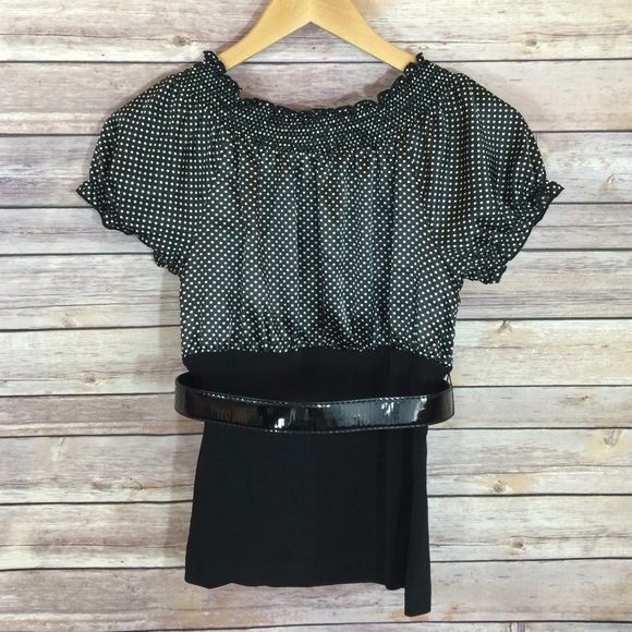 Tops | Polka Dot Belted Top | Poshmark