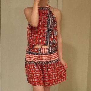 Boutique | Dresses | Red Boho Crop Top Shorts Set Sm | Poshmark