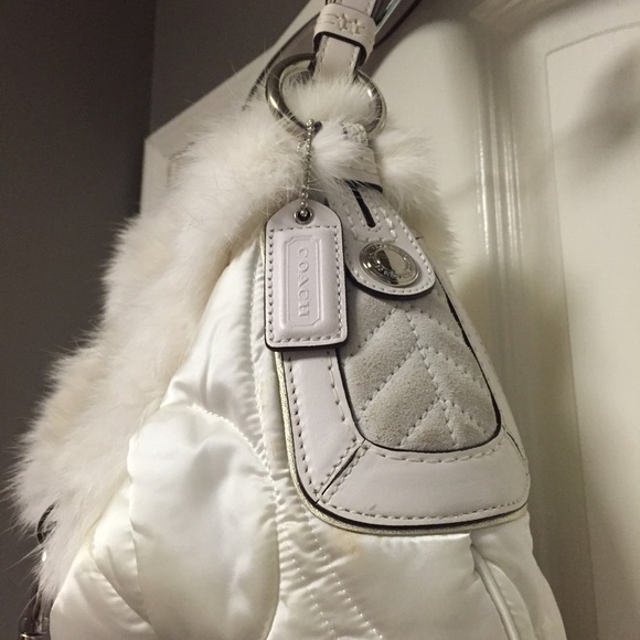 Coach | Bags | Like New White Coach Leather Fur Handbag | Poshmark