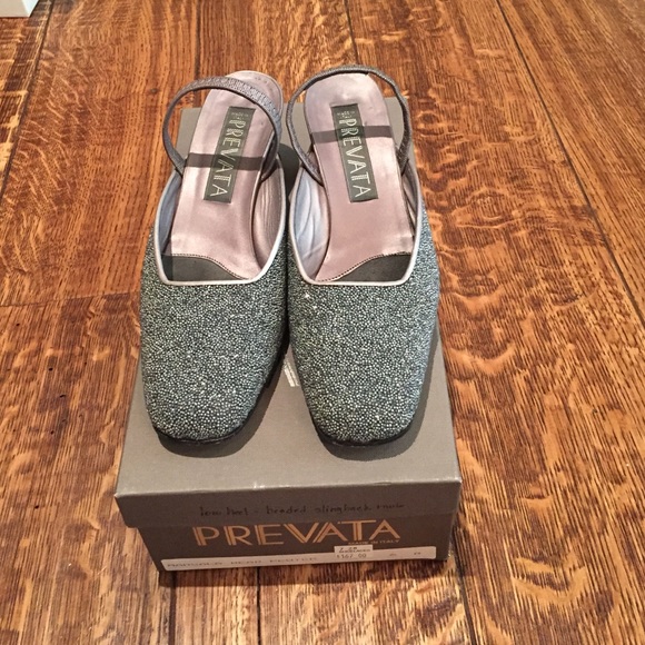 Prevata | Shoes | Prevata Beaded Pewter Kitten Heels | Poshmark