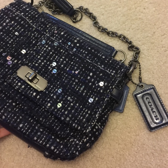 Coach | Bags | Coach Chelsea Blue Tweed Boucle Flap Handbag | Poshmark