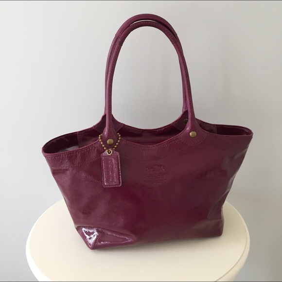 Coach | Bags | Coach Large Plum Berry Patent Leather Tote | Poshmark