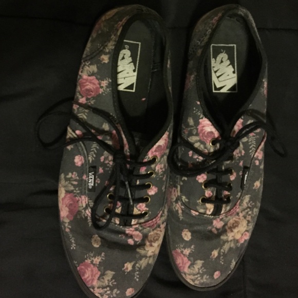 Vans | Shoes | Grey Pink Floral Vans | Poshmark