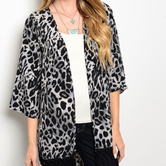 Sweaters | Animal Leopard Print Boho Bell Sleeve Kimono Top | Poshmark